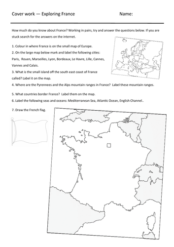French cover work / cover lesson - Exploring France | Teaching Resources