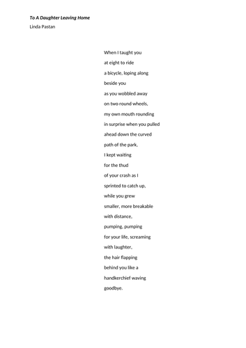 Unseen Poetry - To a Daughter Leaving Home | Teaching Resources