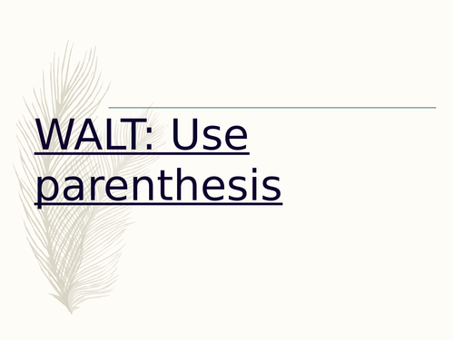 Parenthesis PP. and worksheets | Teaching Resources