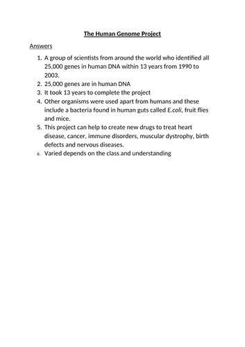 The Human Genome | Teaching Resources