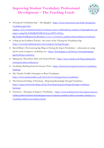 Improving Vocabulary Websites/Resources - Professional Development ...