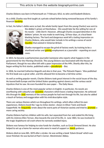English home learn non-fiction Dickens | Teaching Resources