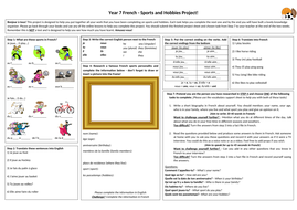 French - Sports and Hobbies Project | Teaching Resources