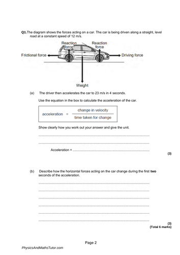 New (9-1) AQA GCSE Physics P9 Motion complete Revision Summary ... New (9-1) AQA GCSE Physics P9 Motion complete Revision Summary ...