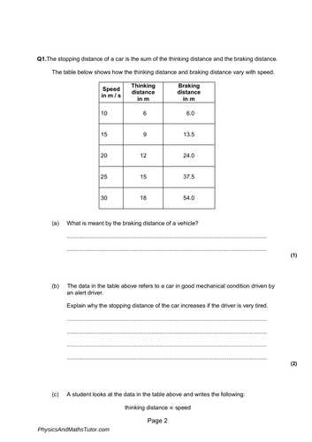 New (9-1) AQA GCSE Physics P9 Motion complete Revision Summary ... New (9-1) AQA GCSE Physics P9 Motion complete Revision Summary ...