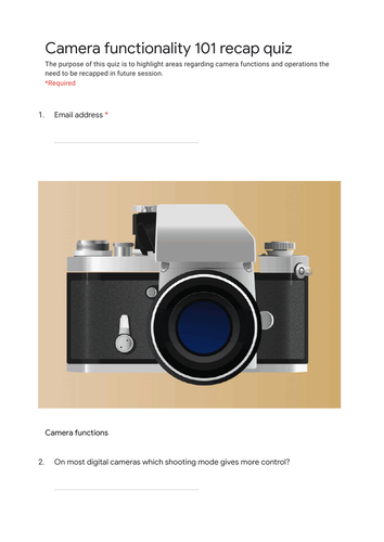 Camera Functions Quiz | Teaching Resources