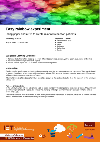 Easy rainbow experiment | Teaching Resources