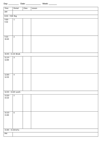 Teacher planner - Day view | Teaching Resources