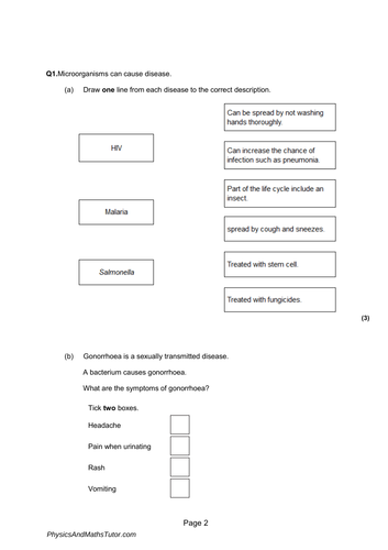 New (9-1) AQA GCSE Biology B5 Health Disease complete Revision Summary ...