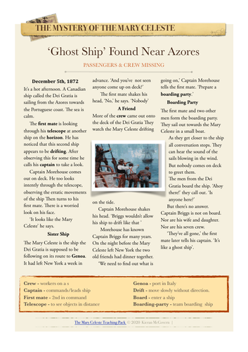 Mary Celeste Mystery - Lesson Materials | Teaching Resources
