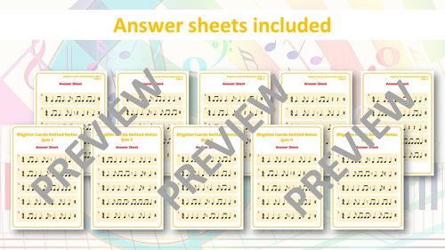Music Rhythm Cards - Dotted Notes- 30 Cards with Audio files and 5 ...