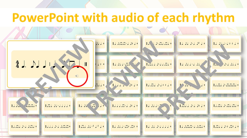 Music Rhythm Cards - Dotted Notes- 30 Cards with Audio files and 5 ...