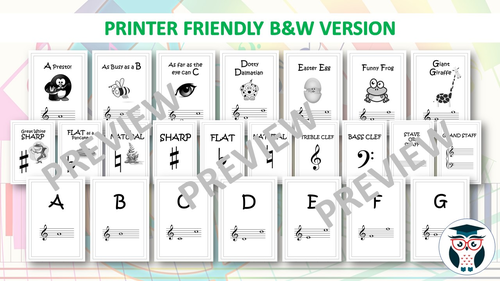 Treble Clef Note Flashcards and Posters - Music Distance Learning ...