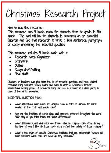 Christmas Research Project | Teaching Resources
