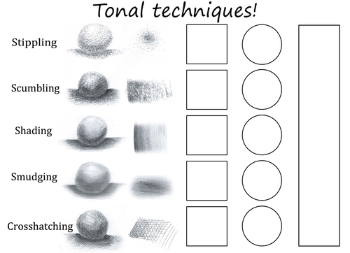 ART: tonal techniques sheet | Teaching Resources ART: tonal techniques sheet | Teaching Resources
