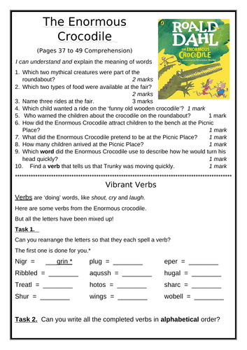 The Enormous Crocodile Home / Class Learning Literacy Pack for Years 3 ...