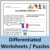 French Summer Activities Worksheets | Teaching Resources