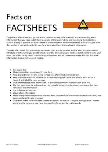 How To guide - Facts on factsheets | Teaching Resources