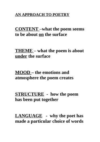 How to look at a poem | Teaching Resources