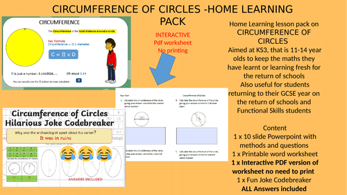Circumference of A Circle- Home Learning Pack | Teaching Resources