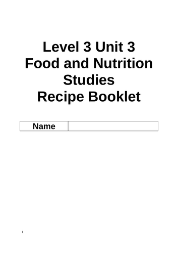 Unit 3 - Level 3 Food Science and Nutrition - Theory for AC 1.1 Food ...