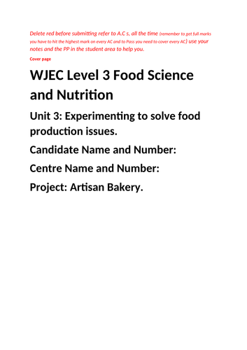 Unit 3 - Level 3 Food Real coursework template Festive buns | Teaching ...