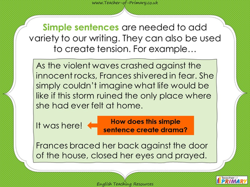 Simple Sentences - Year 3 | Teaching Resources