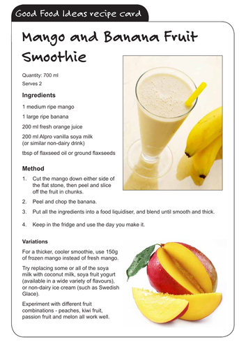 Good Food Ideas poster: fruit smoothie | Teaching Resources