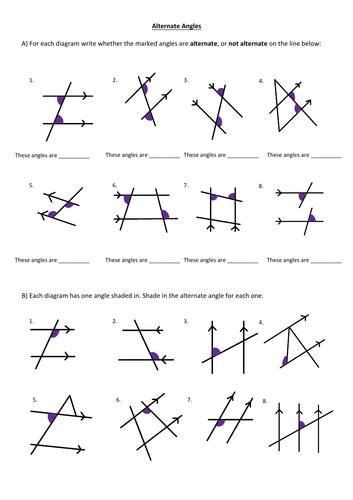 Alternate and Co-interior Angles (Angles in Parallel Lines) | Teaching Resources