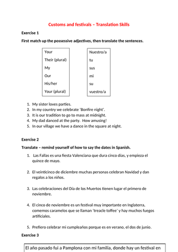 Spanish GCSE School Translations | Teaching Resources