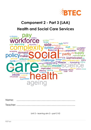 Health and Social Care work booklet 3 Component 2 part A health and ...