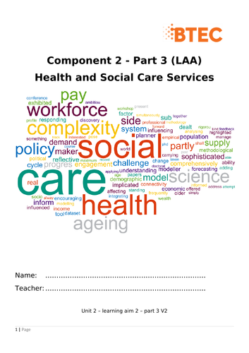 Health and Social Care work booklet 3 Component 2 part A health and ...