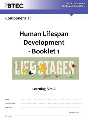Human lifespan development - BTEC Health and Social care. Introduction ...
