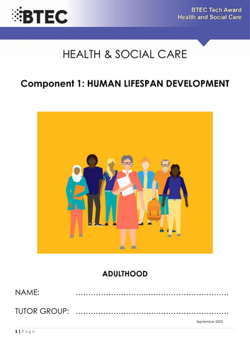Human lifespan development - BTEC Health and Social care. Work booklet ...
