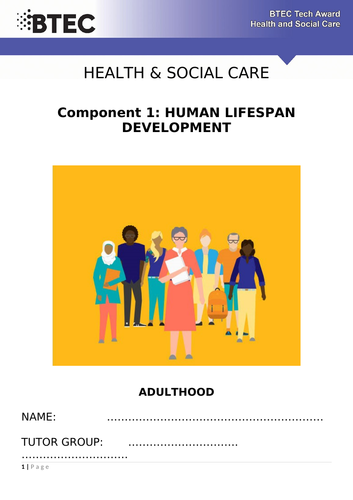 Human lifespan development - BTEC Health and Social care. Work booklet ...