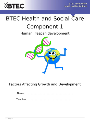 Human lifespan development - BTEC Health and Social care. Work booklet ...