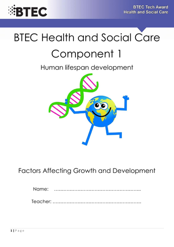 Human lifespan development - BTEC Health and Social care. Work booklet ...