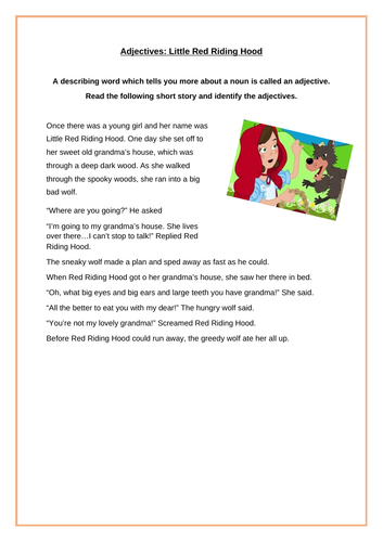 Little Red Riding Hood - Adjectives | Teaching Resources