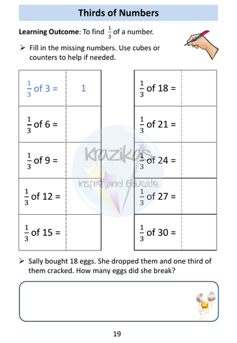 AQA Entry Level 2 Maths - Fractions Workbook | Teaching Resources