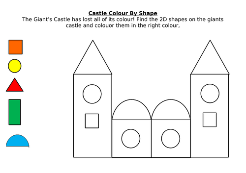 Colour by Shape Castle - Jack and the Beanstalk or Fairytale | Teaching ...