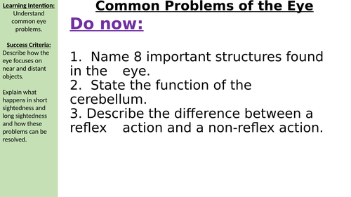 Common Problems of the Eye | Teaching Resources