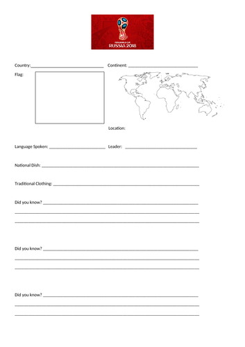 Simple Country Fact Sheet | Teaching Resources