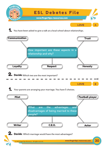 Love, Romances & Relationships Unit - ESL Activity Bundle | Teaching ...