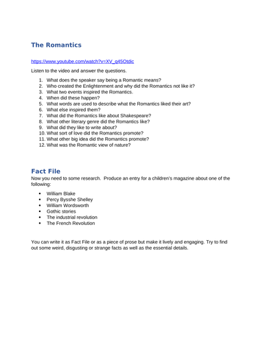 Introduction to Romantic Poetry and Concerns | Teaching Resources