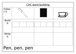 Phonics CVC word building activity, editable | Teaching Resources