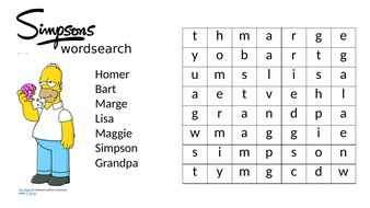 Simpsons word searches | Teaching Resources