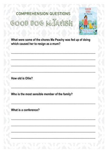 Good Dog McTavish Comprehension Questions | Teaching Resources