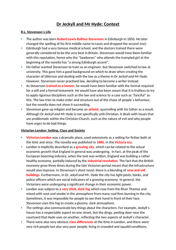Dr Jekyll and Mr Hyde - GRADE 9 CONTEXT AQA GCSE English Literature (9 ...