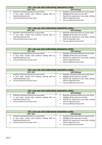 Stone Age Boy Y3 imperative verbs activity | Teaching Resources