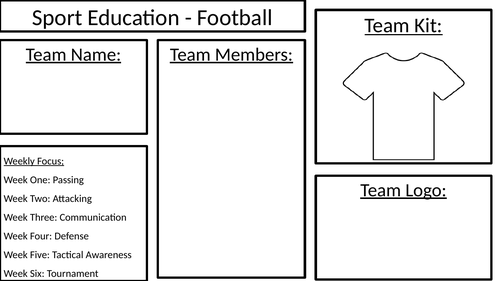 Sport Education Football Template | Teaching Resources